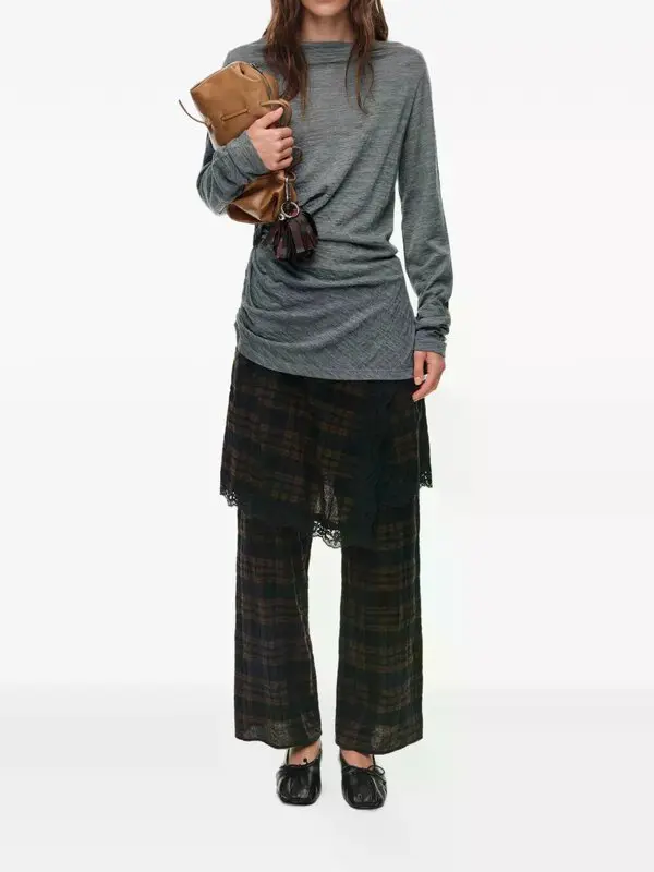 Bimba Y Lola Gray Melange Wool Knot T-shirt