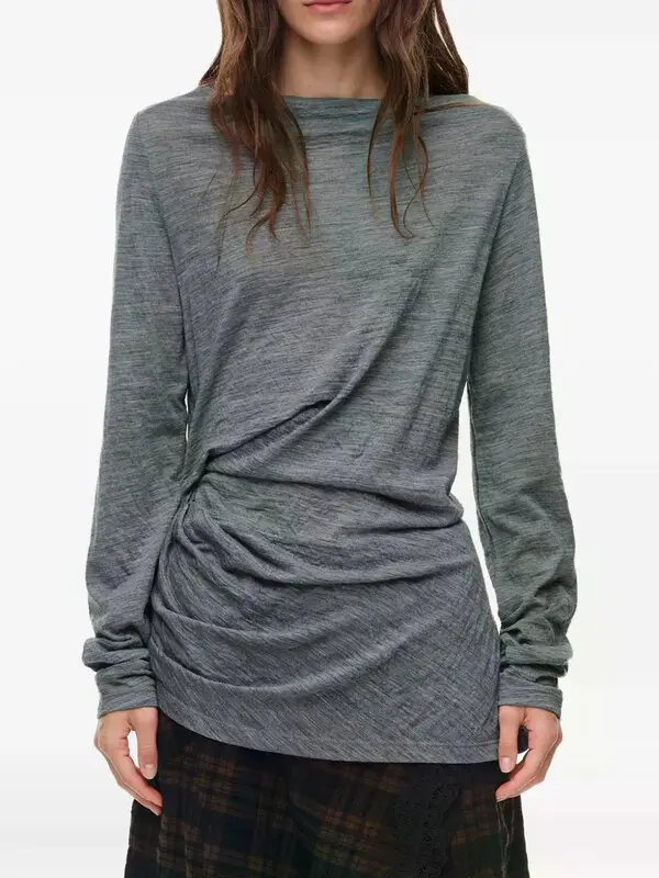 Bimba Y Lola Gray Melange Wool Knot T-shirt