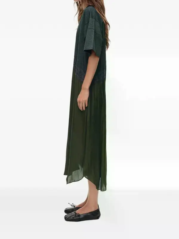 Bimba Y Lola Khaki Two-material Asymmetric Dress
