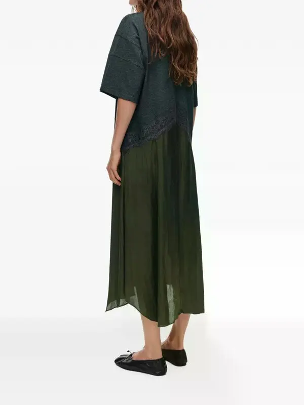 Bimba Y Lola Khaki Two-material Asymmetric Dress