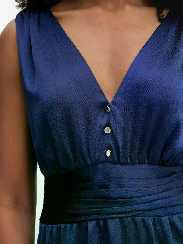MORGAN Button-embellished Ruched-waist Maxi Dress
