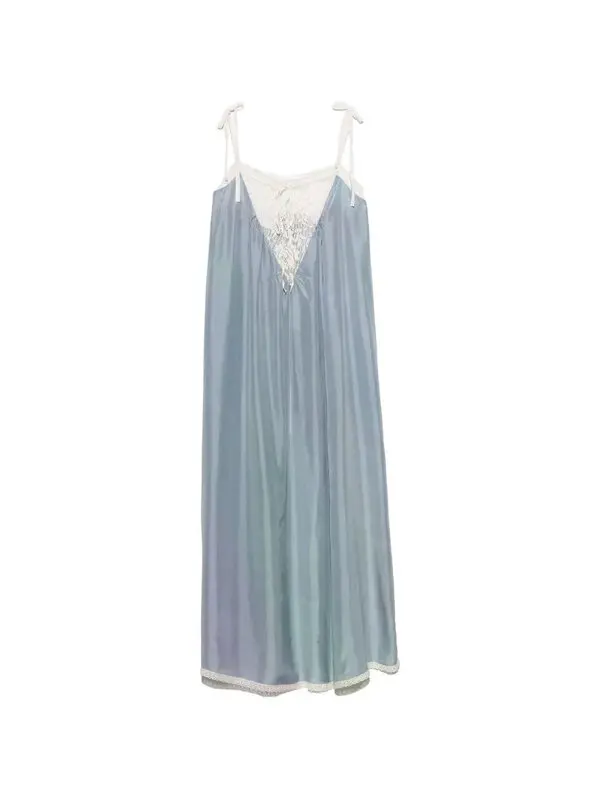 Bimba Y Lola Light Silk Dress With Lace Straps - Blue