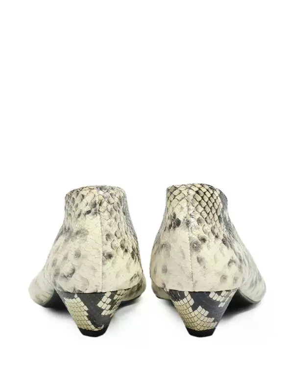 Bimba Y Lola Snakeskin Print Leather Low Heel Pointed Toe Court Shoes - Neutrals