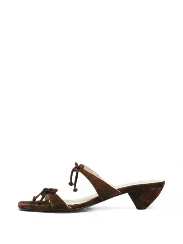 Bimba Y Lola Tartan Print Suede Heeled Sandal With Bows - Brown