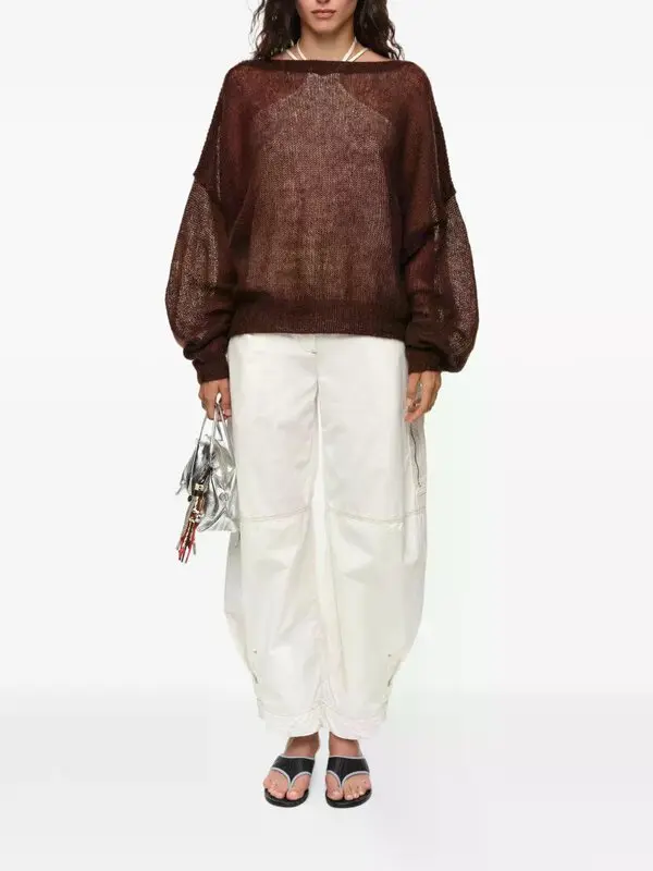 Bimba Y Lola Dark Mohair Boat-neck Sweater - Brown