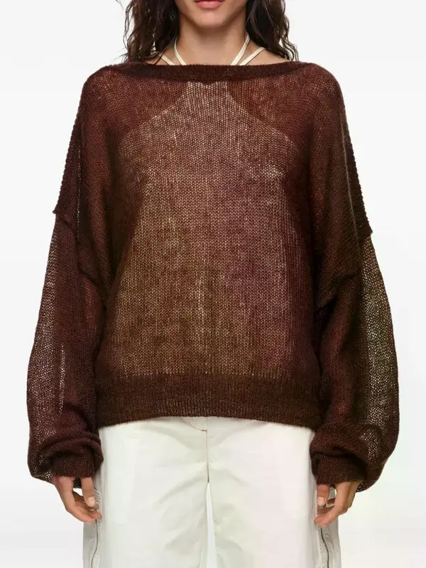 Bimba Y Lola Dark Mohair Boat-neck Sweater - Brown