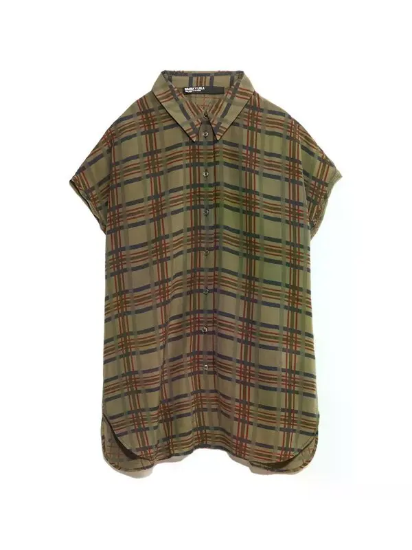 Bimba Y Lola Khaki Checked Dropped-shoulder Shirt - Green