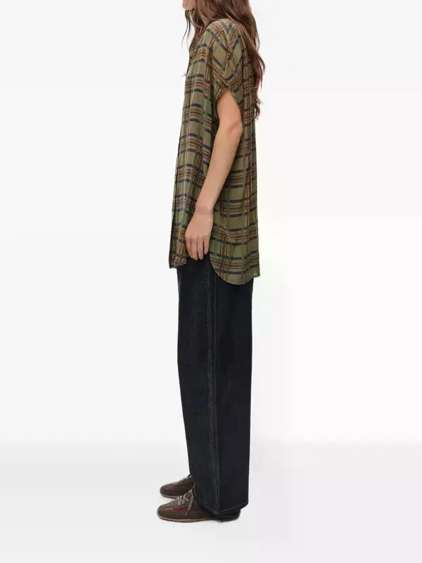 Bimba Y Lola Khaki Checked Dropped-shoulder Shirt