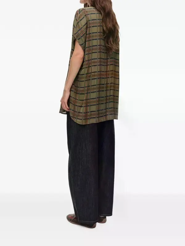 Bimba Y Lola Khaki Checked Dropped-shoulder Shirt