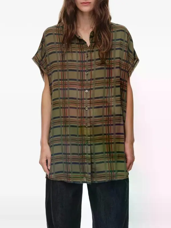 Bimba Y Lola Khaki Checked Dropped-shoulder Shirt