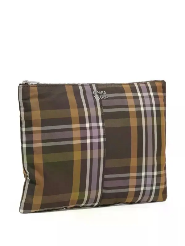 Bimba Y Lola Hunter Green Tartan Patchwork Make-up Case - Brown