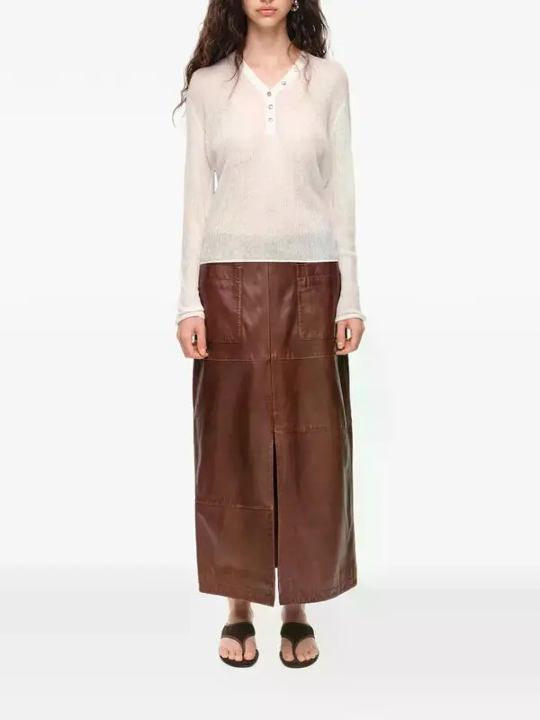 Bimba Y Lola Ivory Ribbed Sweater With Buttoned Neckline