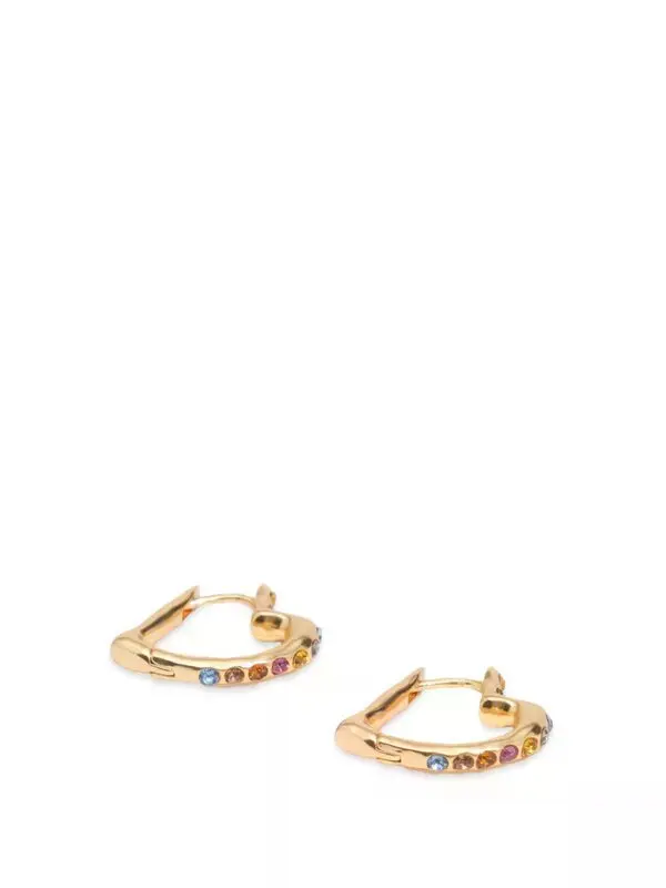 Bimba Y Lola Multicolor Crystals And Textured Heart Hoop Earrings