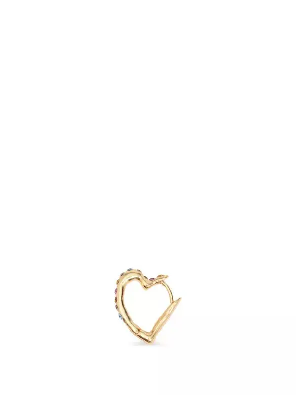 Bimba Y Lola Multicolor Crystals And Textured Heart Hoop Earrings