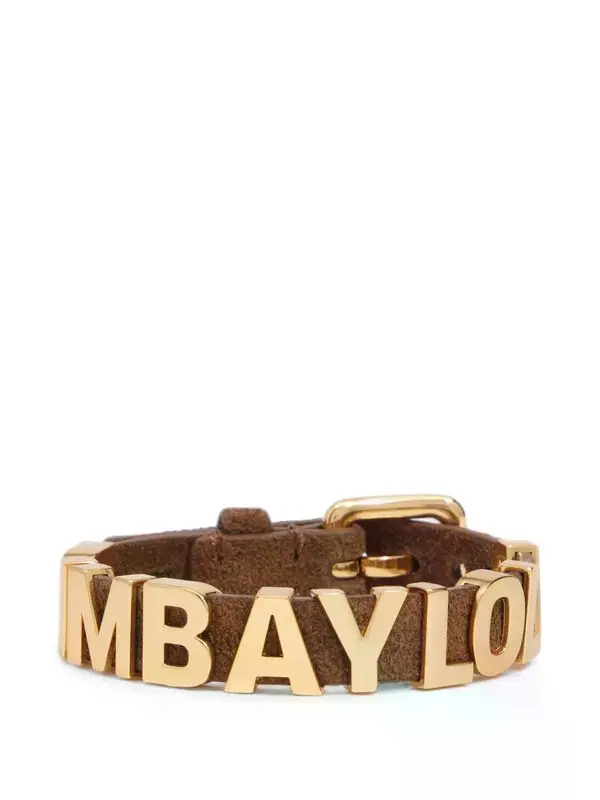 Bimba Y Lola Gold-logo Bracelet With -suede Strap - Brown