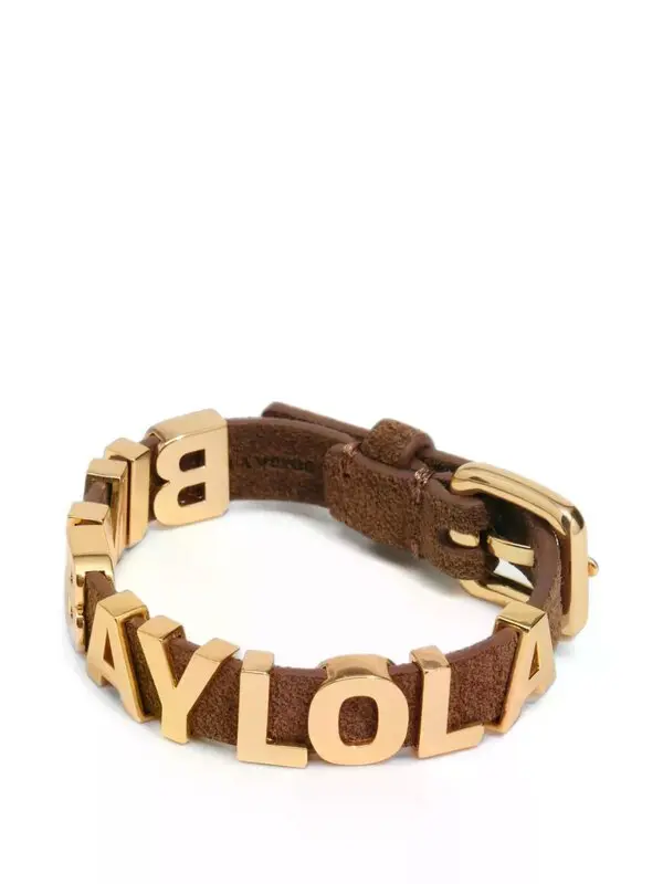 Bimba Y Lola Gold-logo Bracelet With -suede Strap