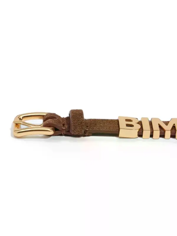 Bimba Y Lola Gold-logo Bracelet With -suede Strap