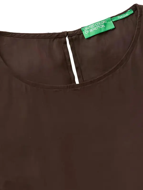 BENETTON Sleeveless Belted Blouse - Brown