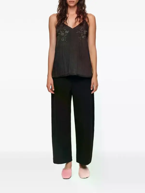 Bimba Y Lola Cotton And Linen Barrel-leg Trousers - Black