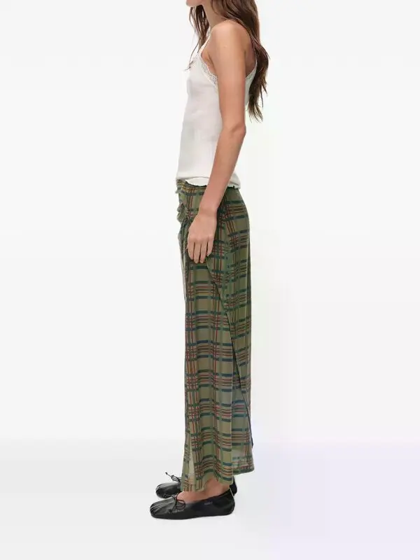Bimba Y Lola Khaki Checked Gathered Fluid Skirt