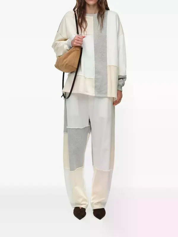 Bimba Y Lola Ivory-cotton-patchwork Jogger Trousers