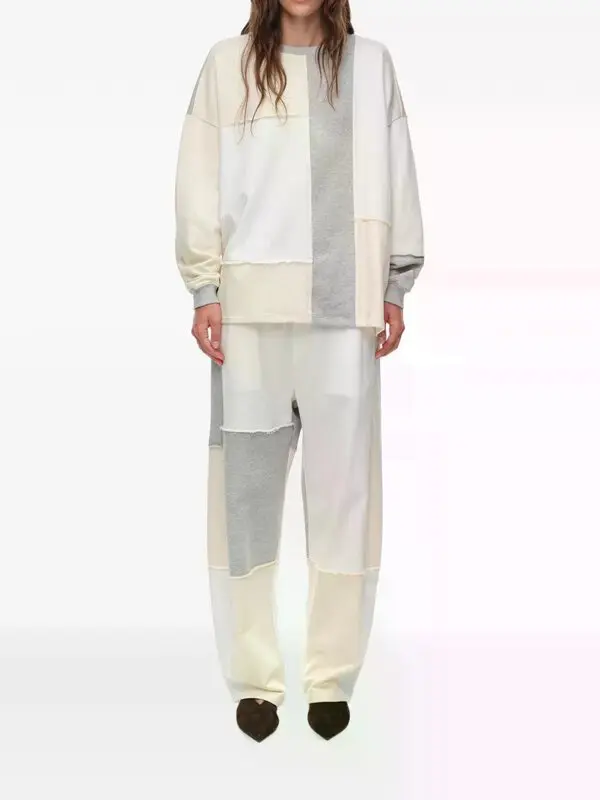 Bimba Y Lola Ivory-cotton-patchwork Jogger Trousers