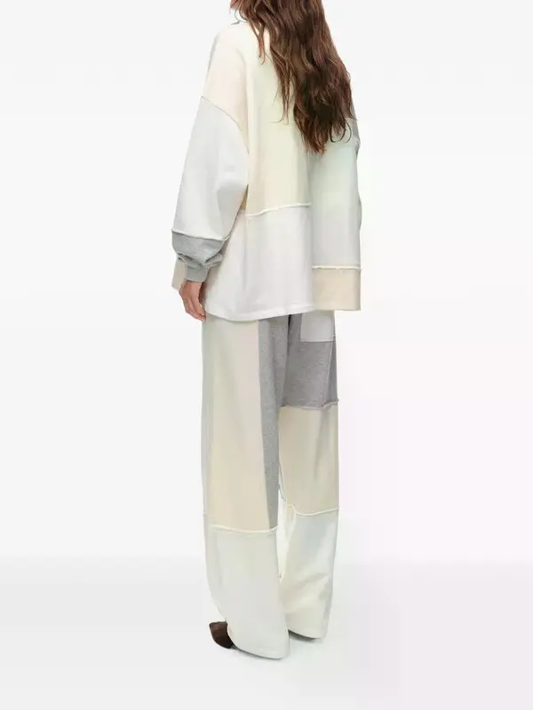 Bimba Y Lola Ivory-cotton-patchwork Jogger Trousers