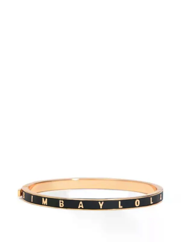 Bimba Y Lola Black Rigid Logo Bracelet - Gold
