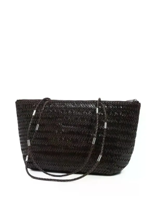 Bimba Y Lola Large Dark Plaited Leather Shopper Bag