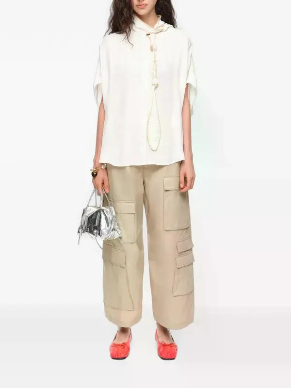 Bimba Y Lola Knotted Neckline Cape Shirt - White