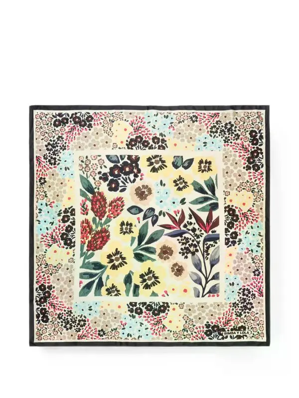 Bimba Y Lola Off-white Pastel Floral Sketch Print Scarf - Neutrals