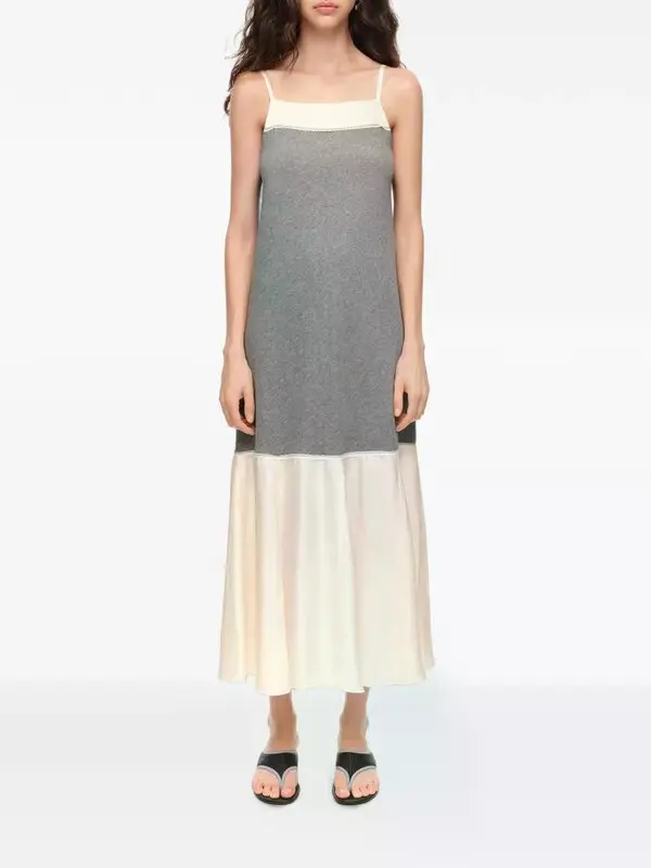 Bimba Y Lola Gray Melange Two-material A-line Dress