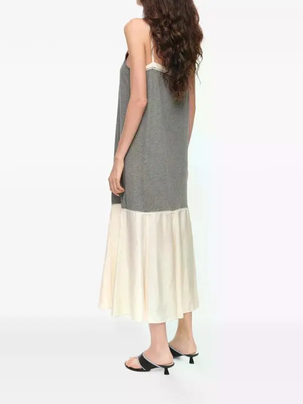 Bimba Y Lola Gray Melange Two-material A-line Dress