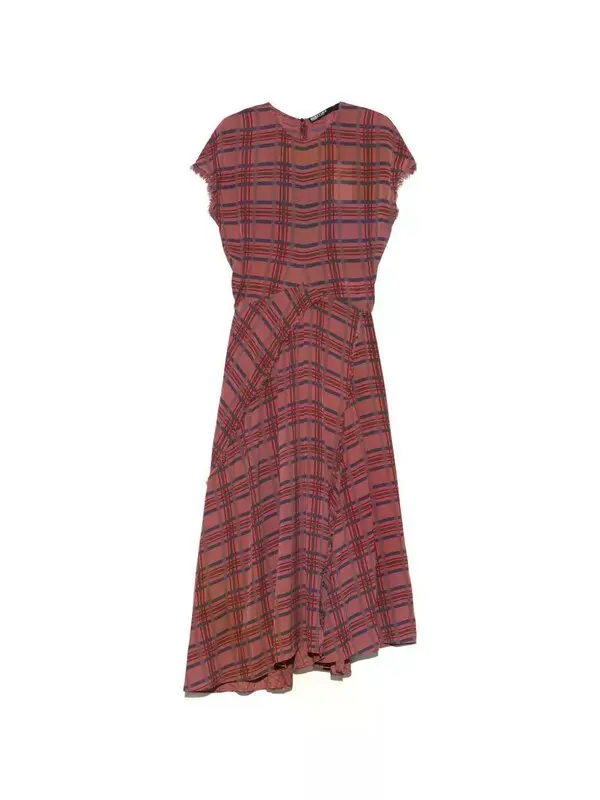 Bimba Y Lola Garnet Checked Fluid Dress With Flare - Pink