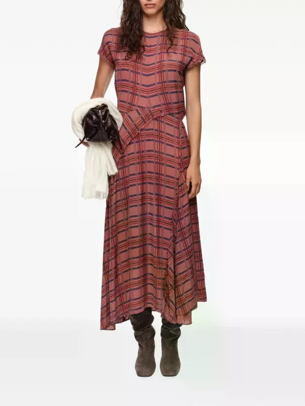 Bimba Y Lola Garnet Checked Fluid Dress With Flare