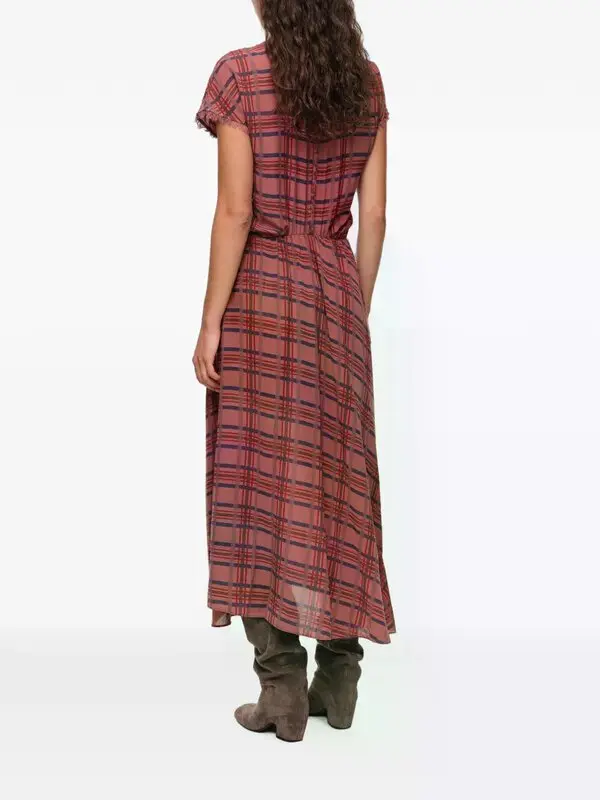 Bimba Y Lola Garnet Checked Fluid Dress With Flare