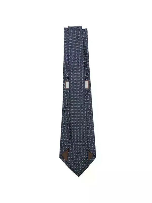 Canali Micro-patterned Silk Tie - Blue