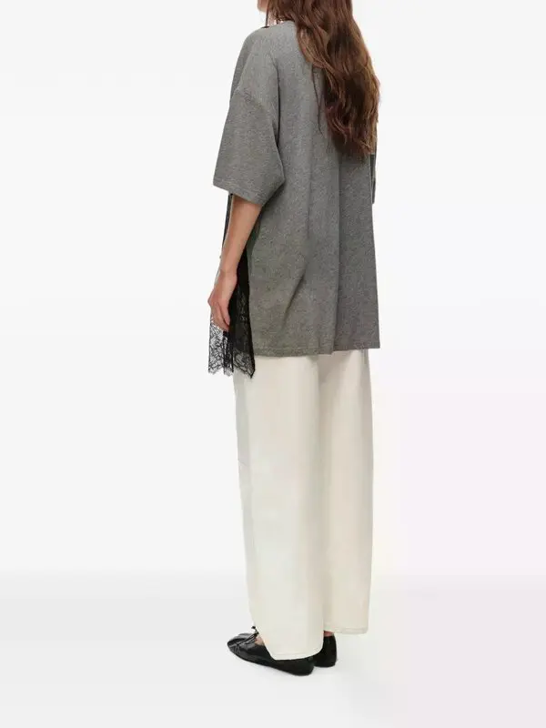 Bimba Y Lola Gray Melange Fluid Layer T-shirt Top - Black