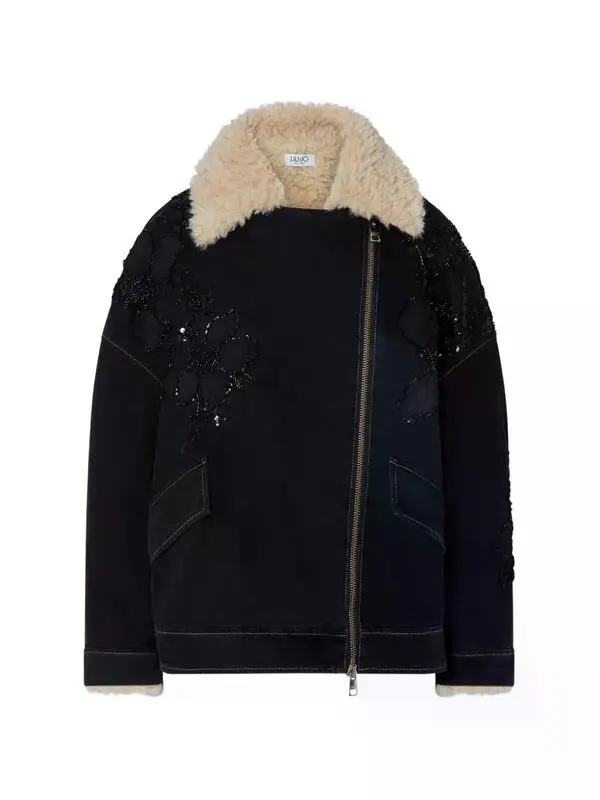 Liu Jo Denim Jacket With Teddy Inserts - Black