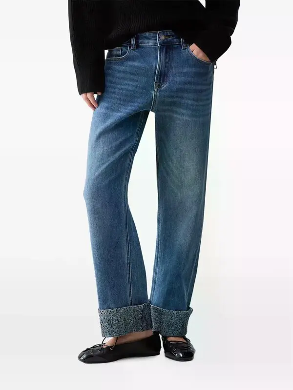 Liu Jo Straight-leg Jeans With Micro-rhinestones