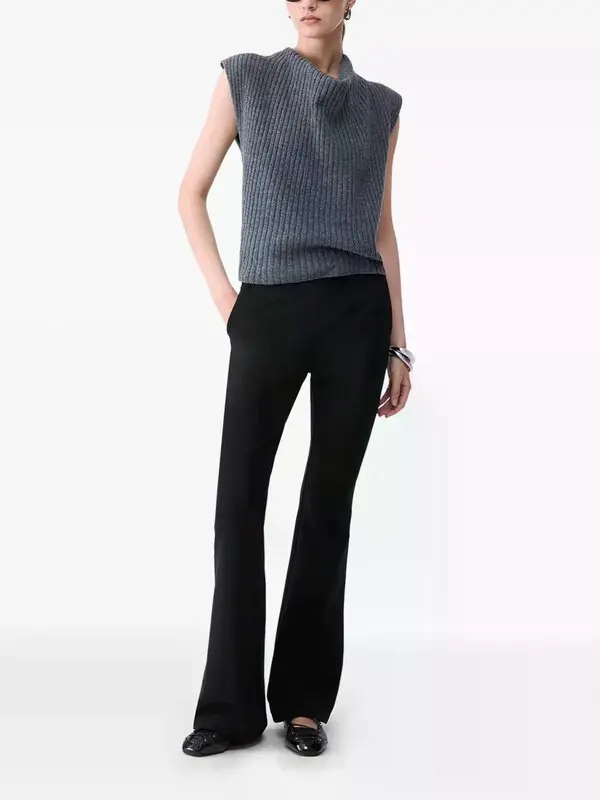 Liu Jo Ribbed Wool Vest With Back Buttons - Grey
