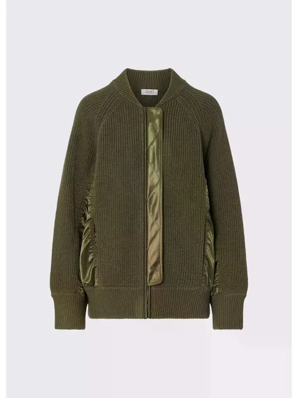 Liu Jo Knit Bomber With Nylon Inserts - Green