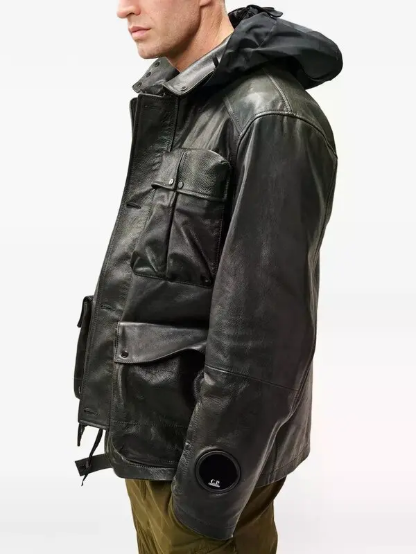 C.P. COMPANY Goggle-detail Leather Jacket