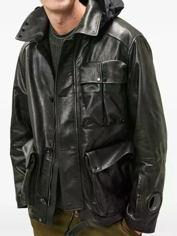 C.P. COMPANY Goggle-detail Leather Jacket