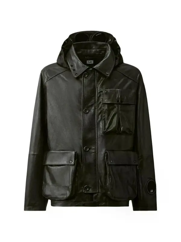 C.P. COMPANY Grained Leather Jacket - Black