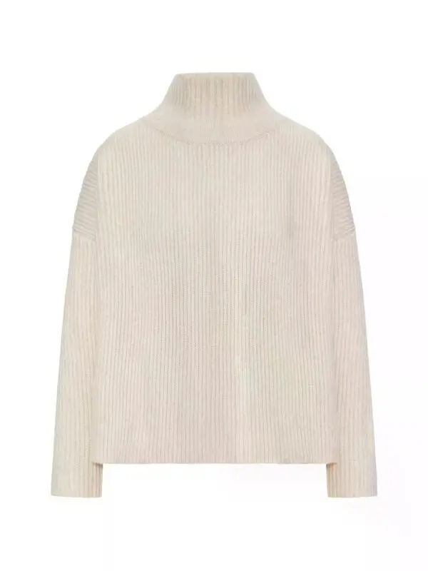 Max Mara Ribbed-knit High-neck Sweater - White