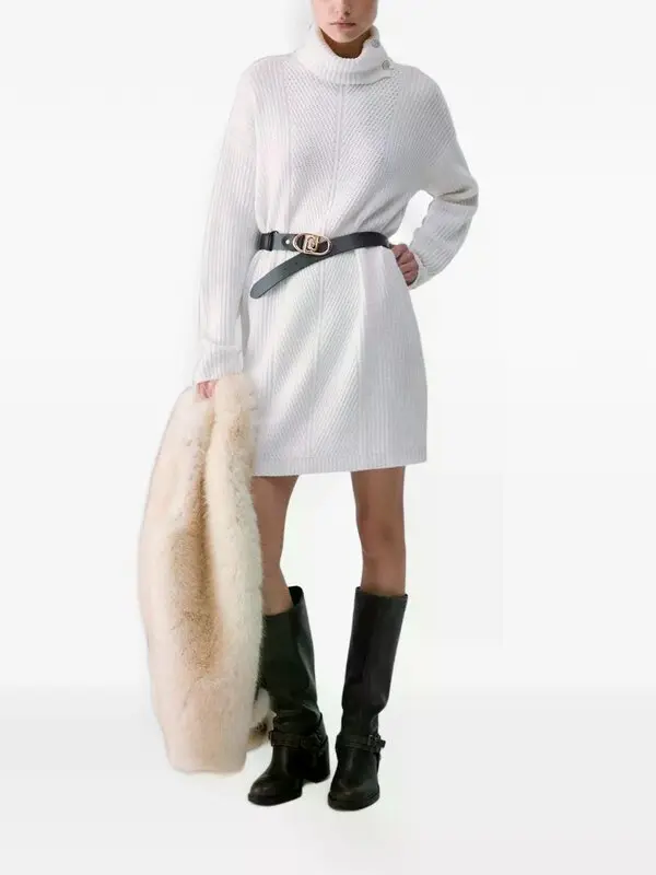 Liu Jo Knit Dress With Jewel Buttons - White