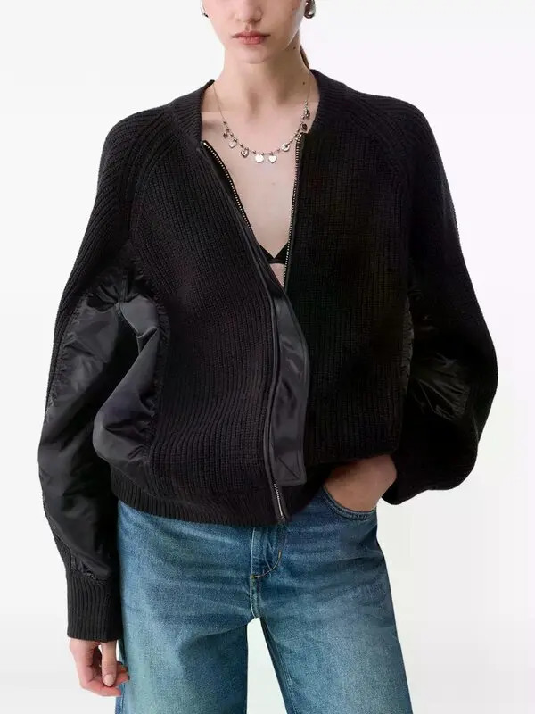 Liu Jo Oversized Knit Bomber Jacket - Black