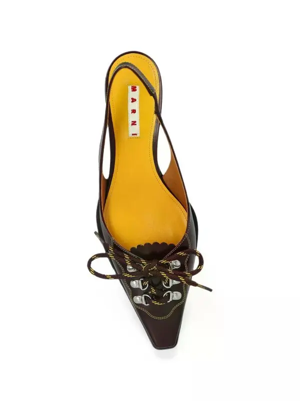 Marni Lace-up Slingback Pumps - Brown
