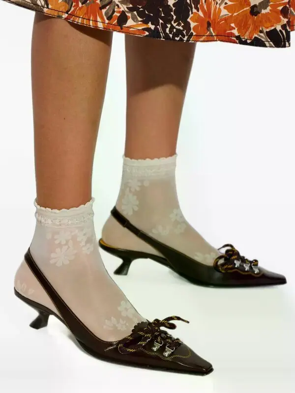 Marni Lace-up Slingback Pumps - Brown